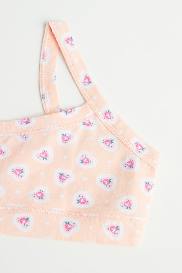 Girls’ Basic Printed Cotton Bralette - Underwear - Kids | Tezenis