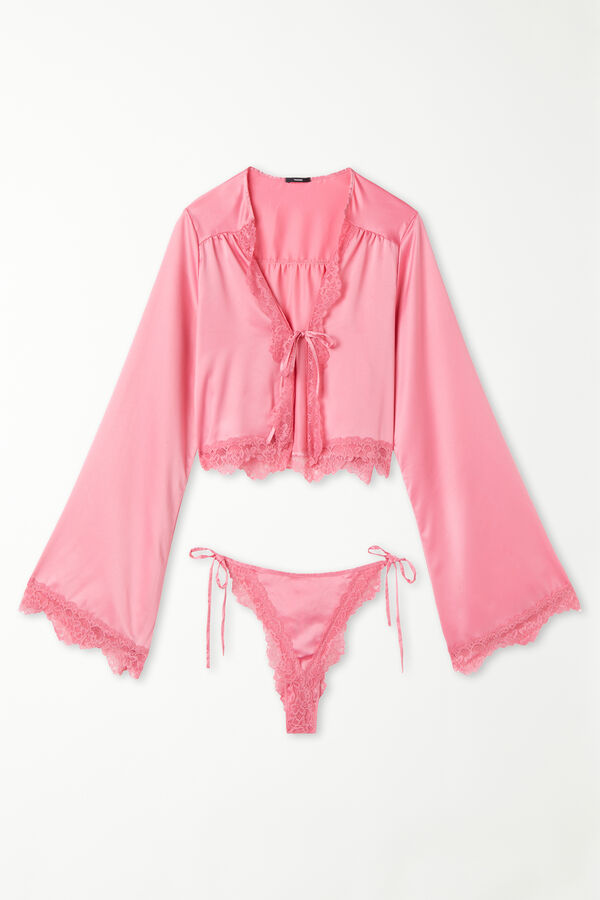 Wonder Satin Shirt/Brazilian Briefs Set - | Tezenis