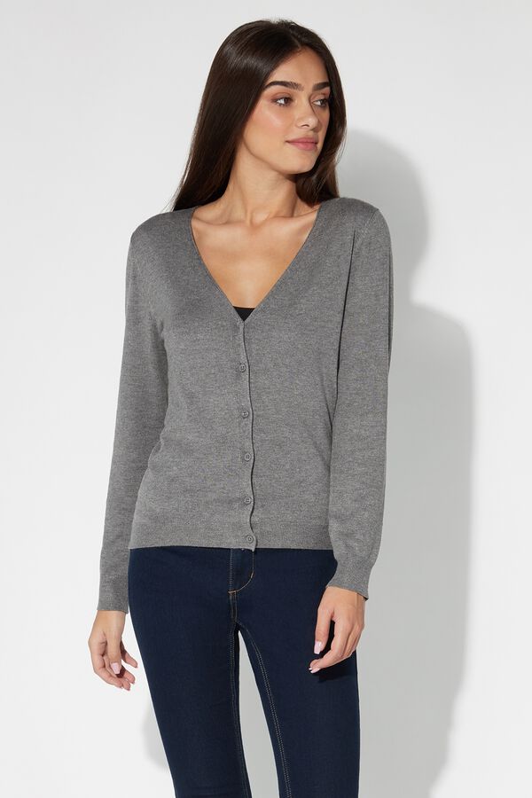 Basic Long-Sleeved V-Neck Cardigan - Tezenis