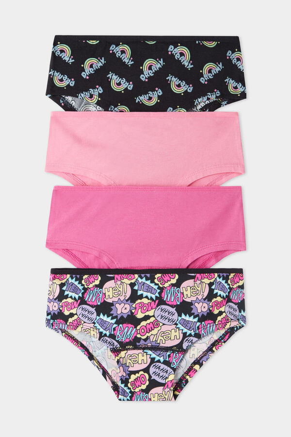 Pack of 4 Printed Cotton French knickers - Underwear - Kids | Tezenis