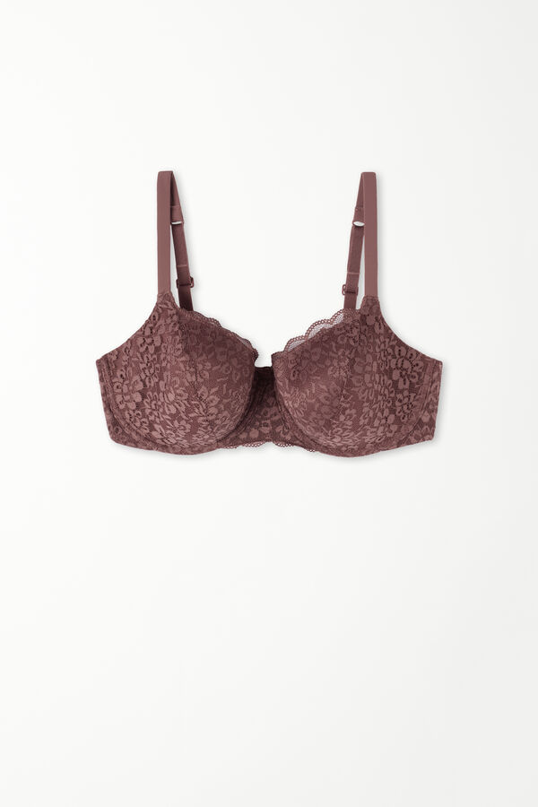 Prague Full Cover Recycled Lace Balconette Bra - Push-up - Women | Tezenis