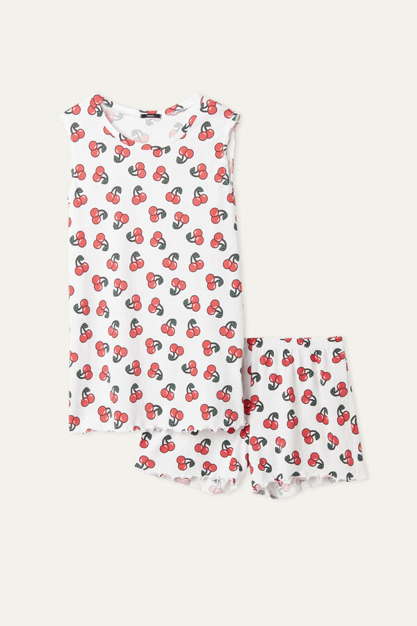 Cherry Print Short Pyjamas with Rolled Hem - Short Pyjamas - Women ...