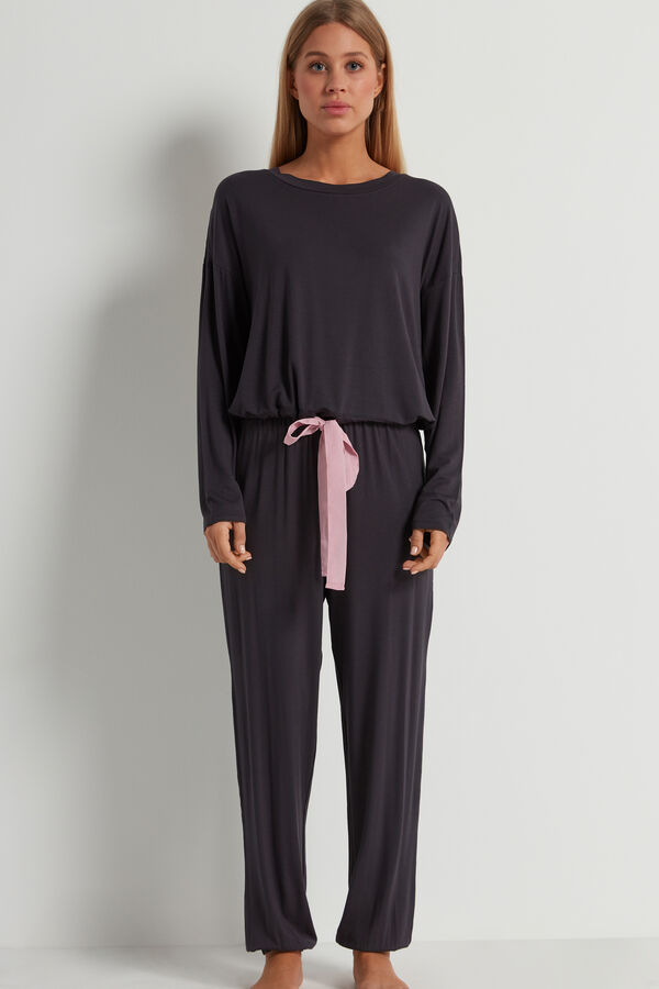 Long Viscose Pyjamas with Bow - | Tezenis