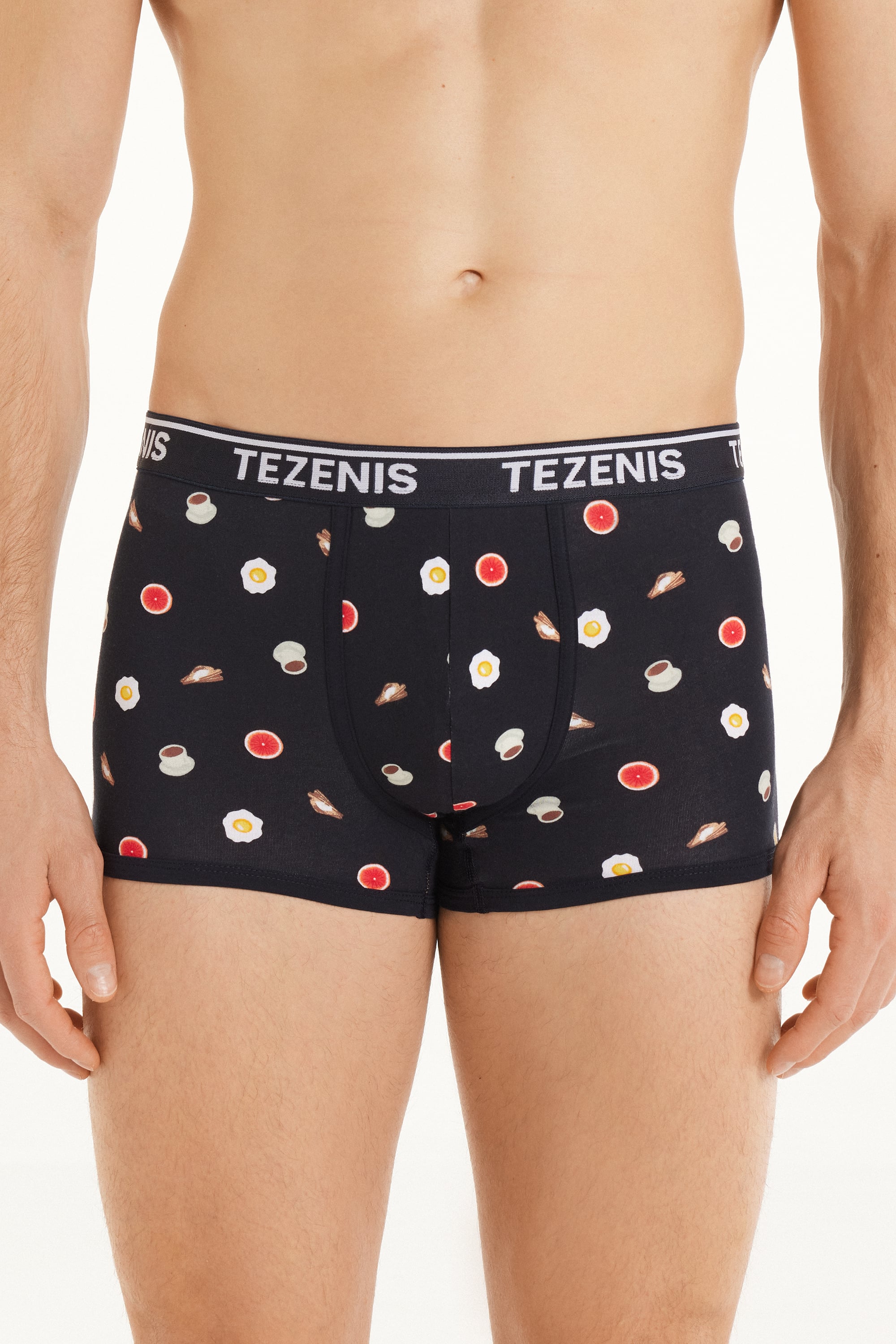Printed Cotton Logo Boxers with Contrasting Trim - Boxers - Men | Tezenis