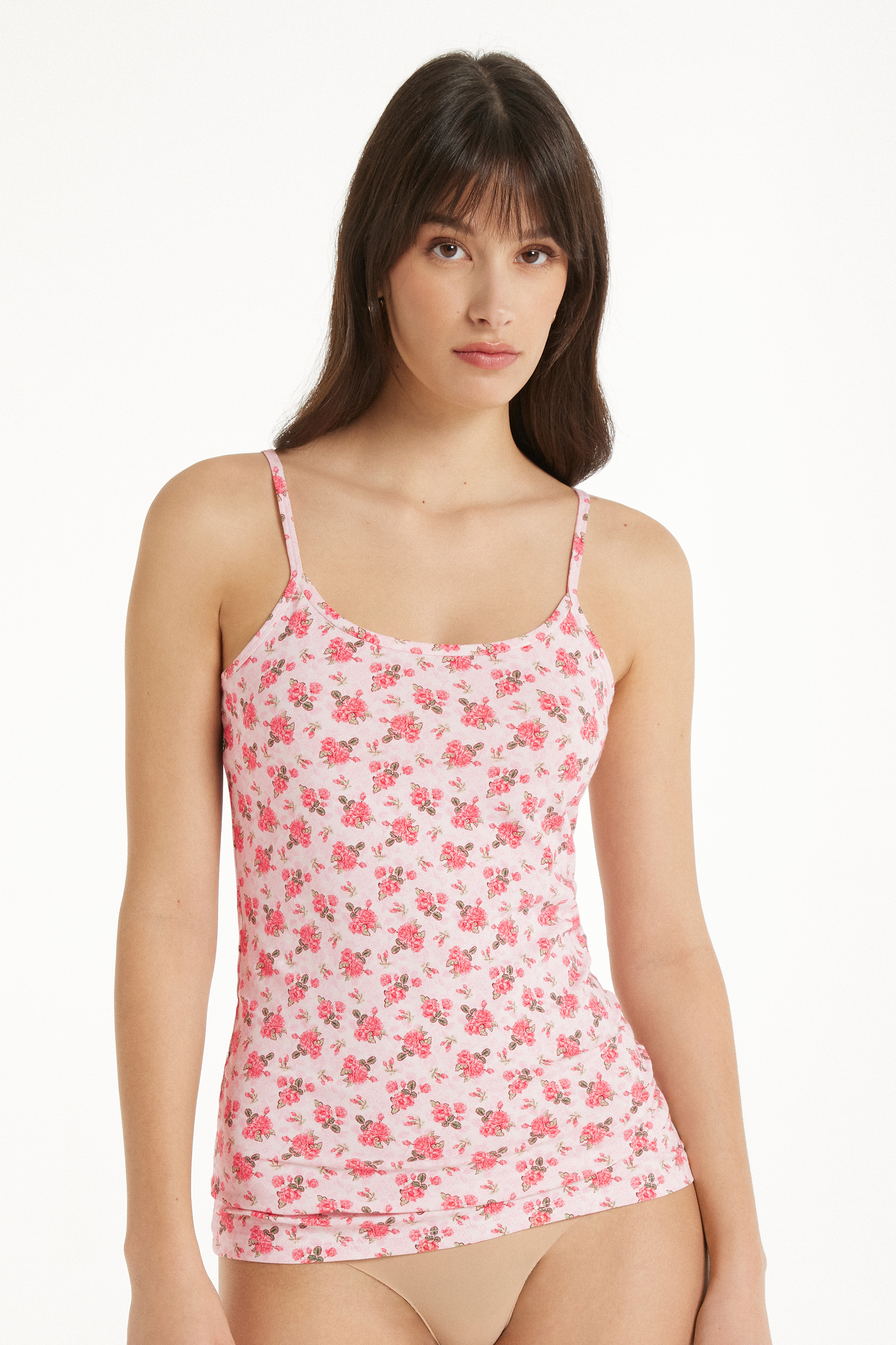 Round-Neck Camisole in Stretch Cotton - Tank Tops - Women | Tezenis