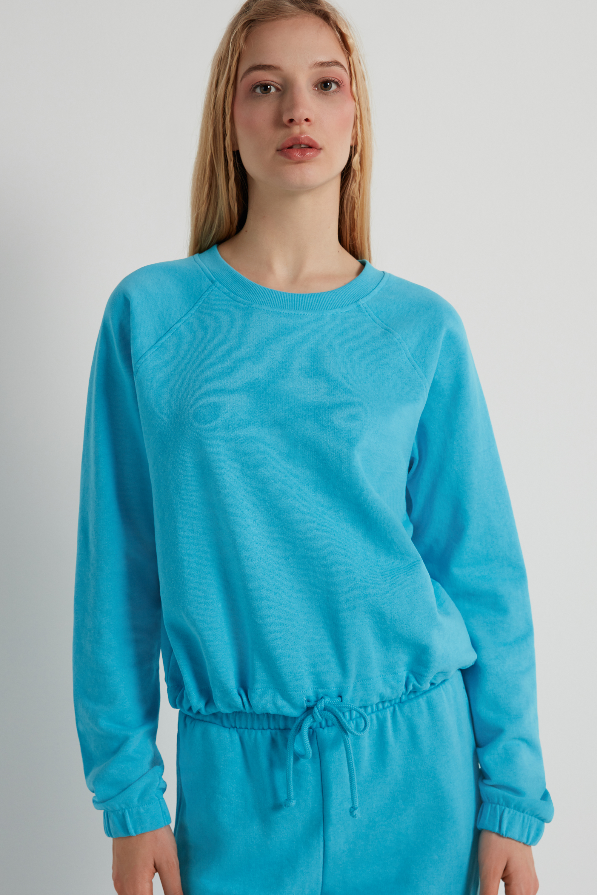 Cropped Long-Sleeve Sweatshirt with Drawstring - Sweatshirts - Women ...