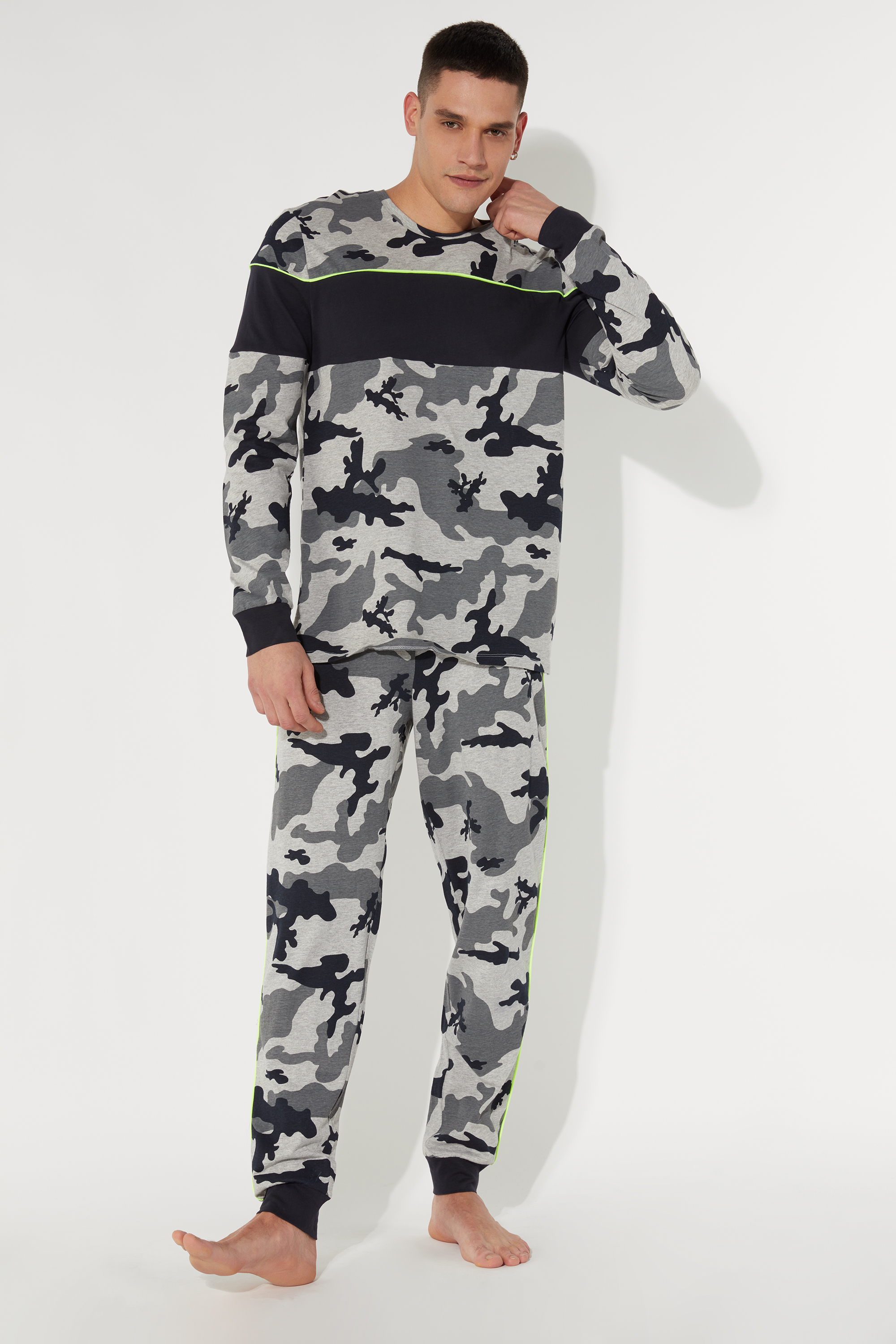 Men's Camouflage Print Long Pajamas - | Tezenis