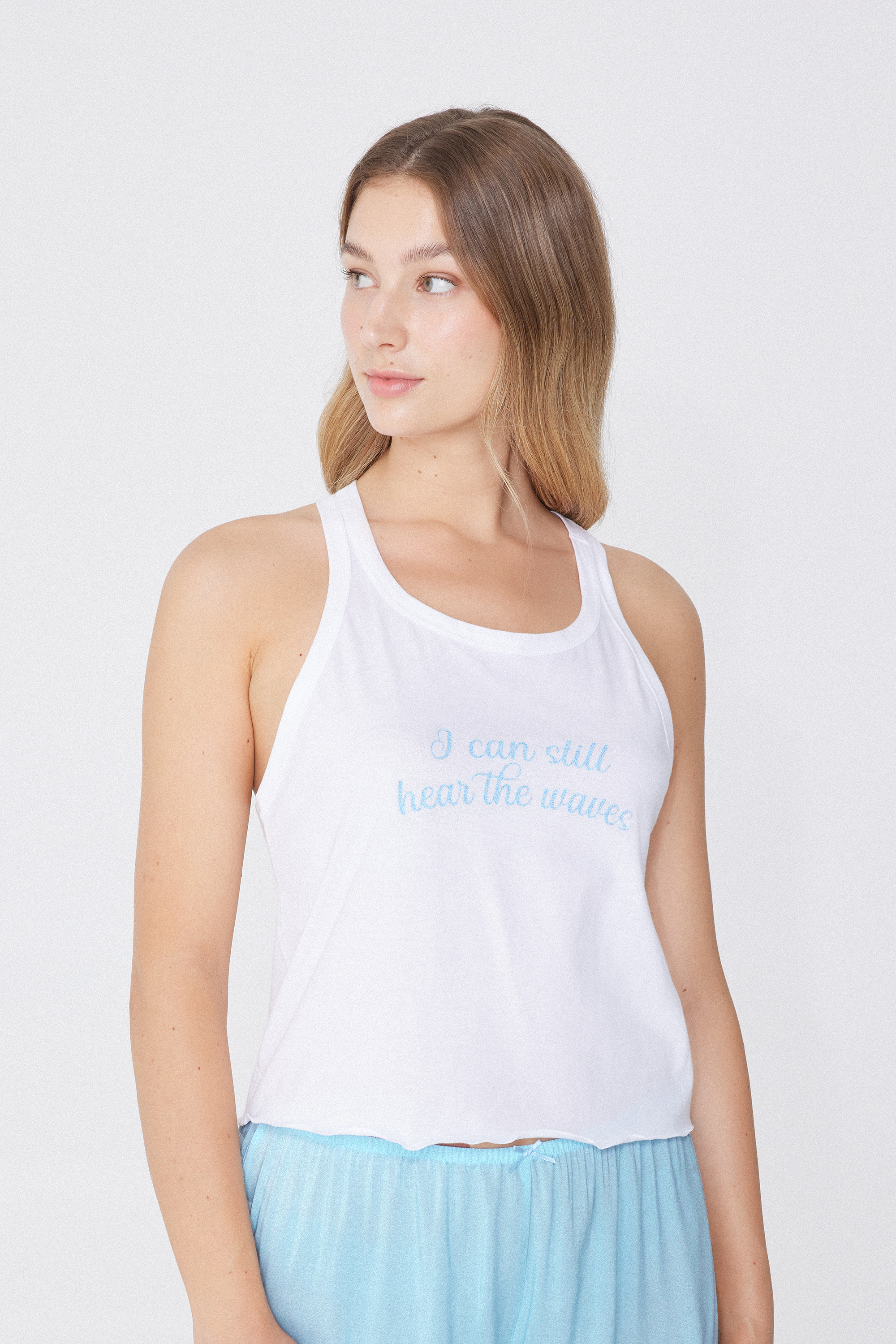 Printed Cotton Lettuce Leaf Crop Top - Tank Tops - Women | Tezenis