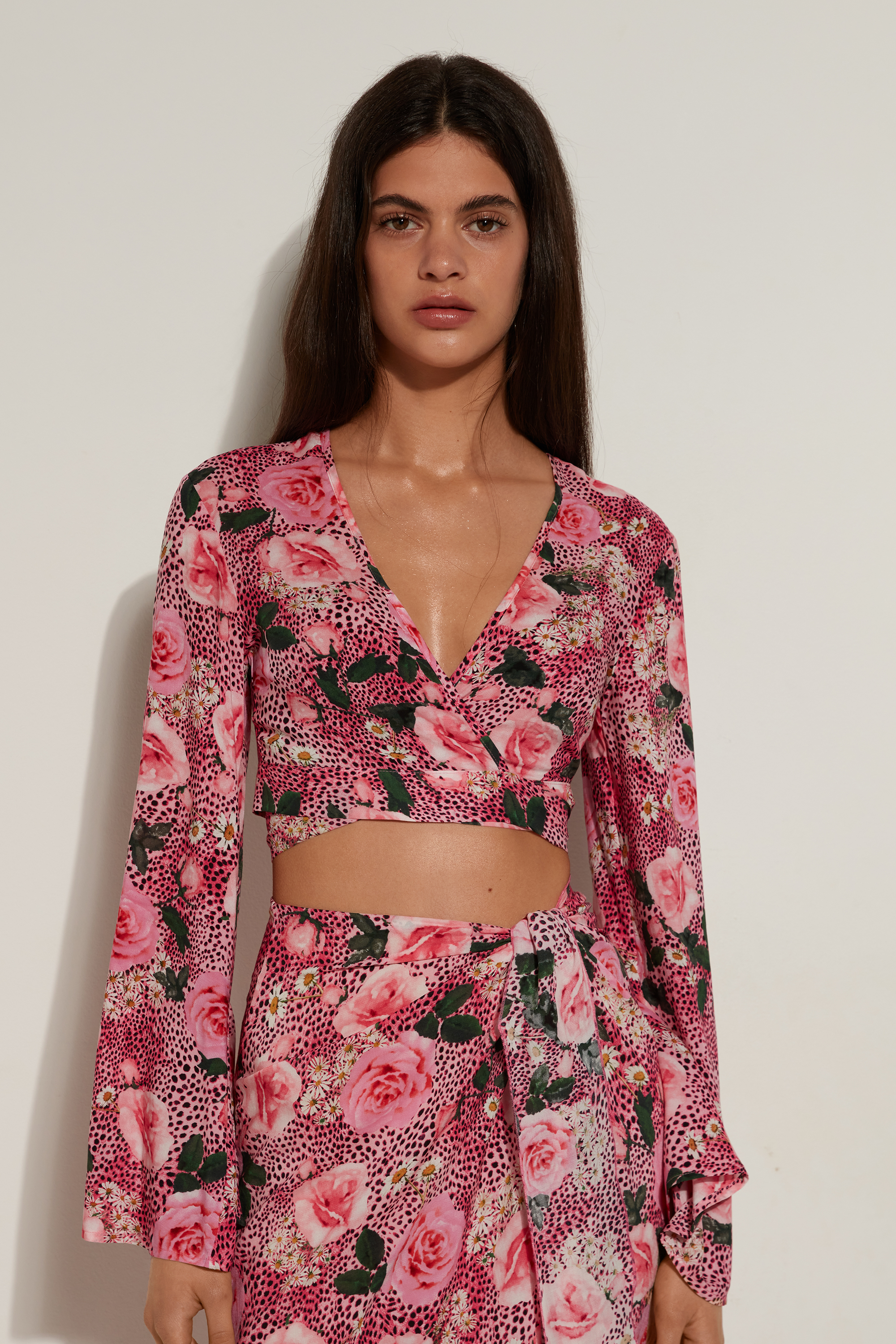 Long-Sleeved Viscose Fabric Crop Top - | Tezenis