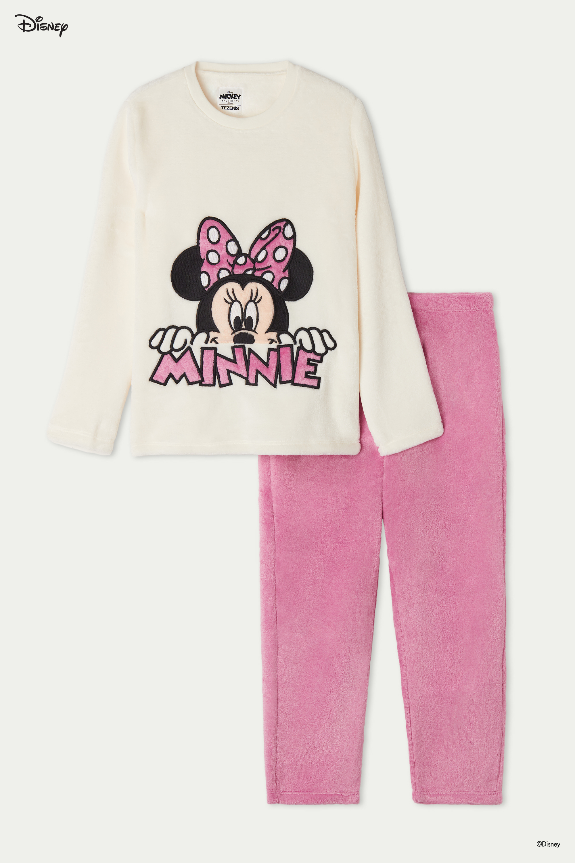 Girls’ Full-Length Disney Minnie Fleece Pajamas - | Tezenis