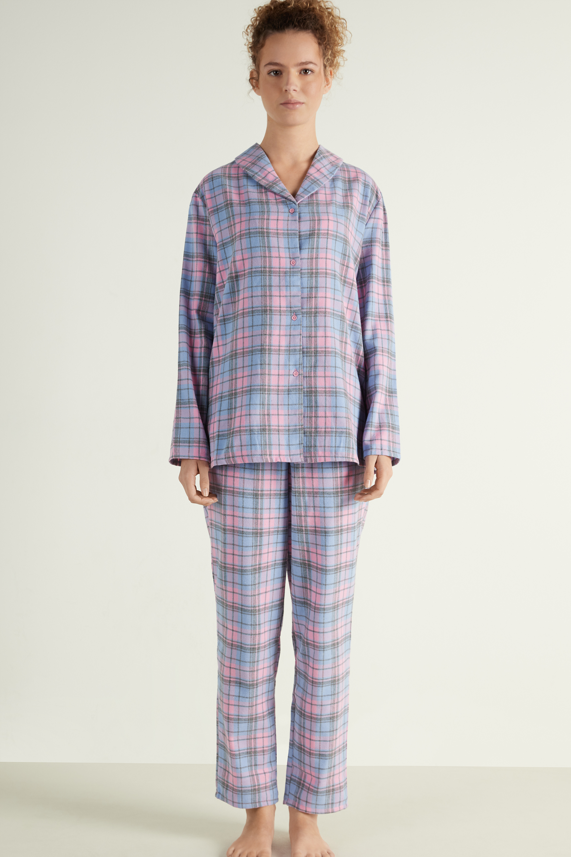 Long Open Flannel Pyjamas - | Tezenis