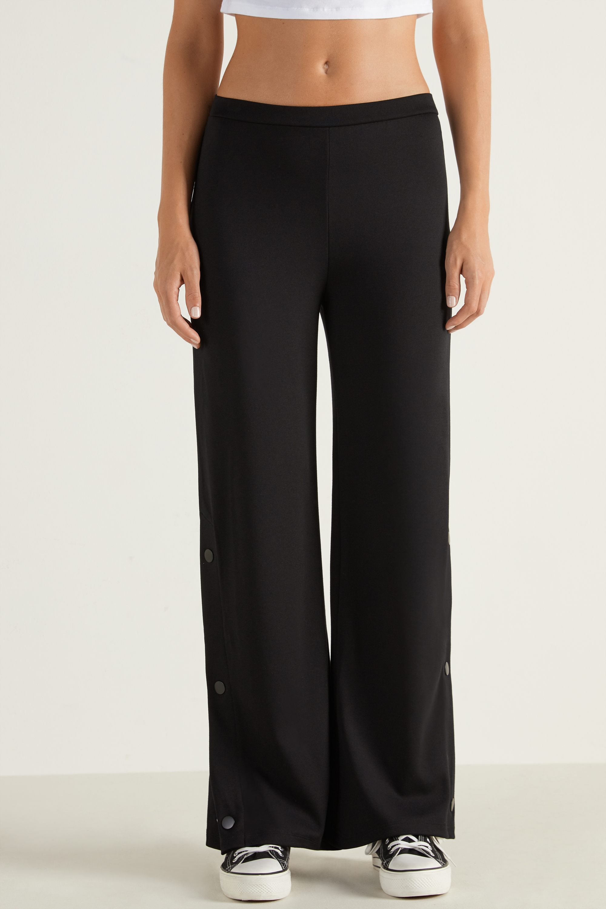 Milano-Stitch Palazzo Pants With Buttons - | Tezenis