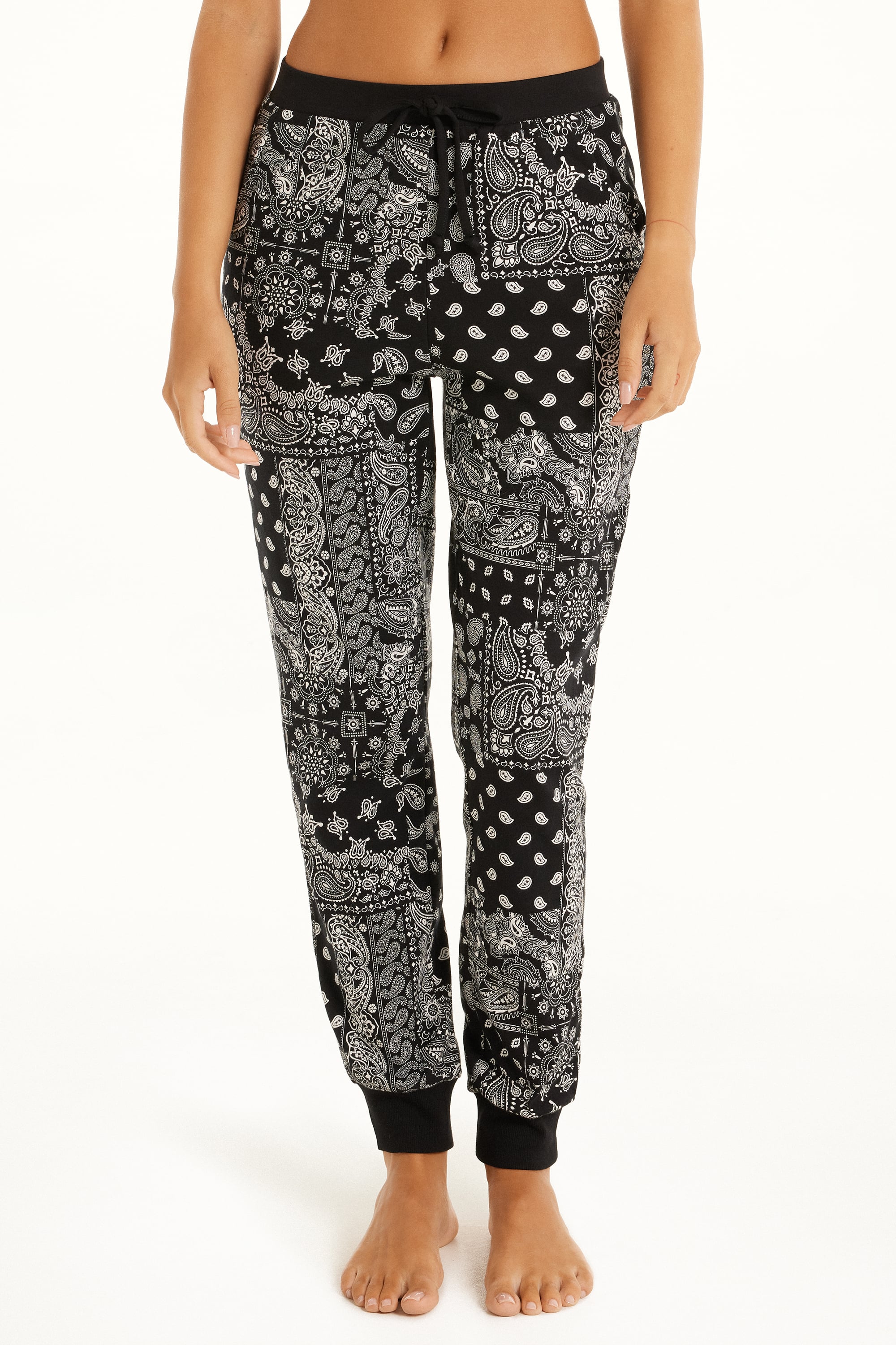 Long Printed Cotton Pants - | Tezenis