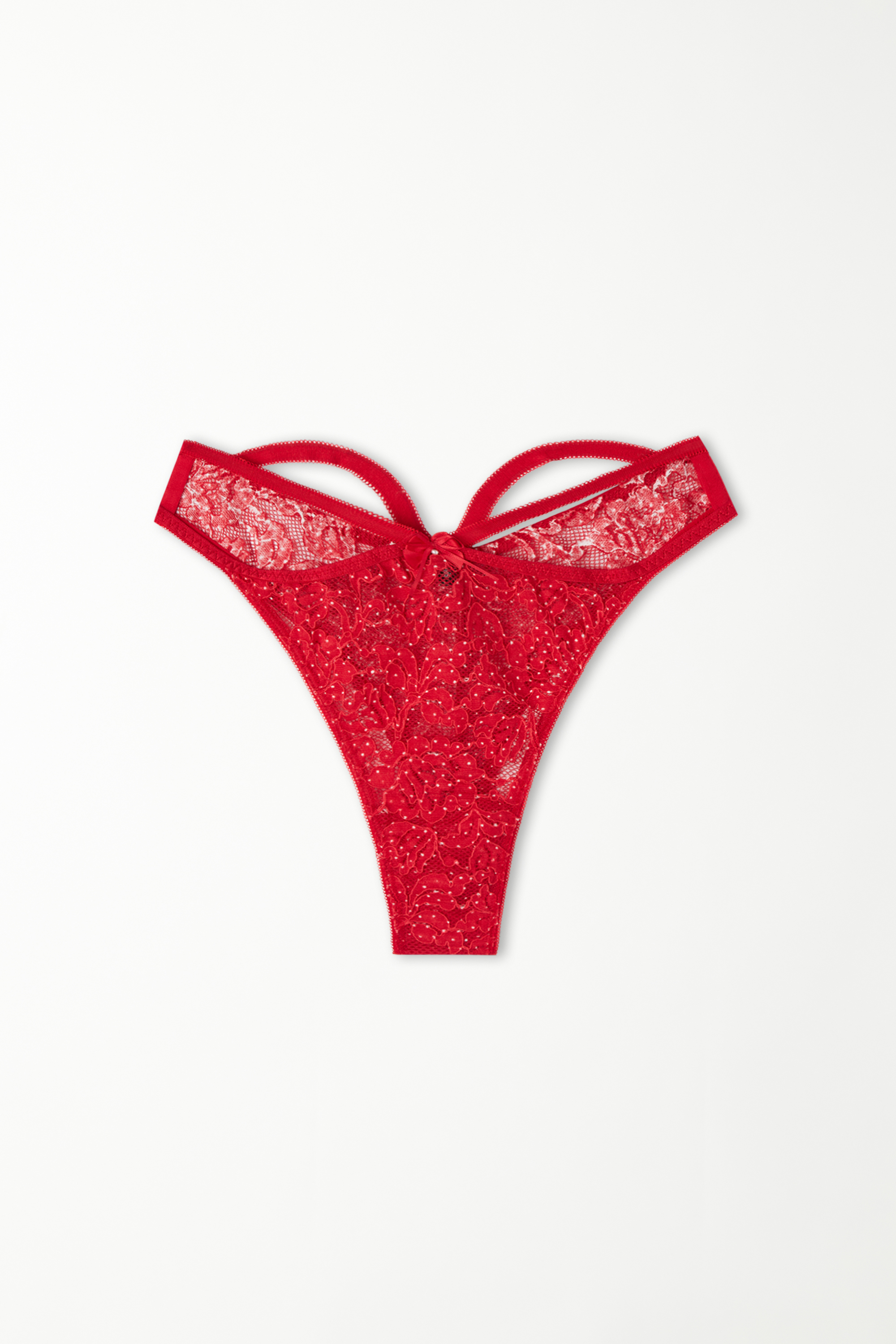 Red Roses Pois High Cut Brazilian Briefs With Tanga Panel Brazilian
