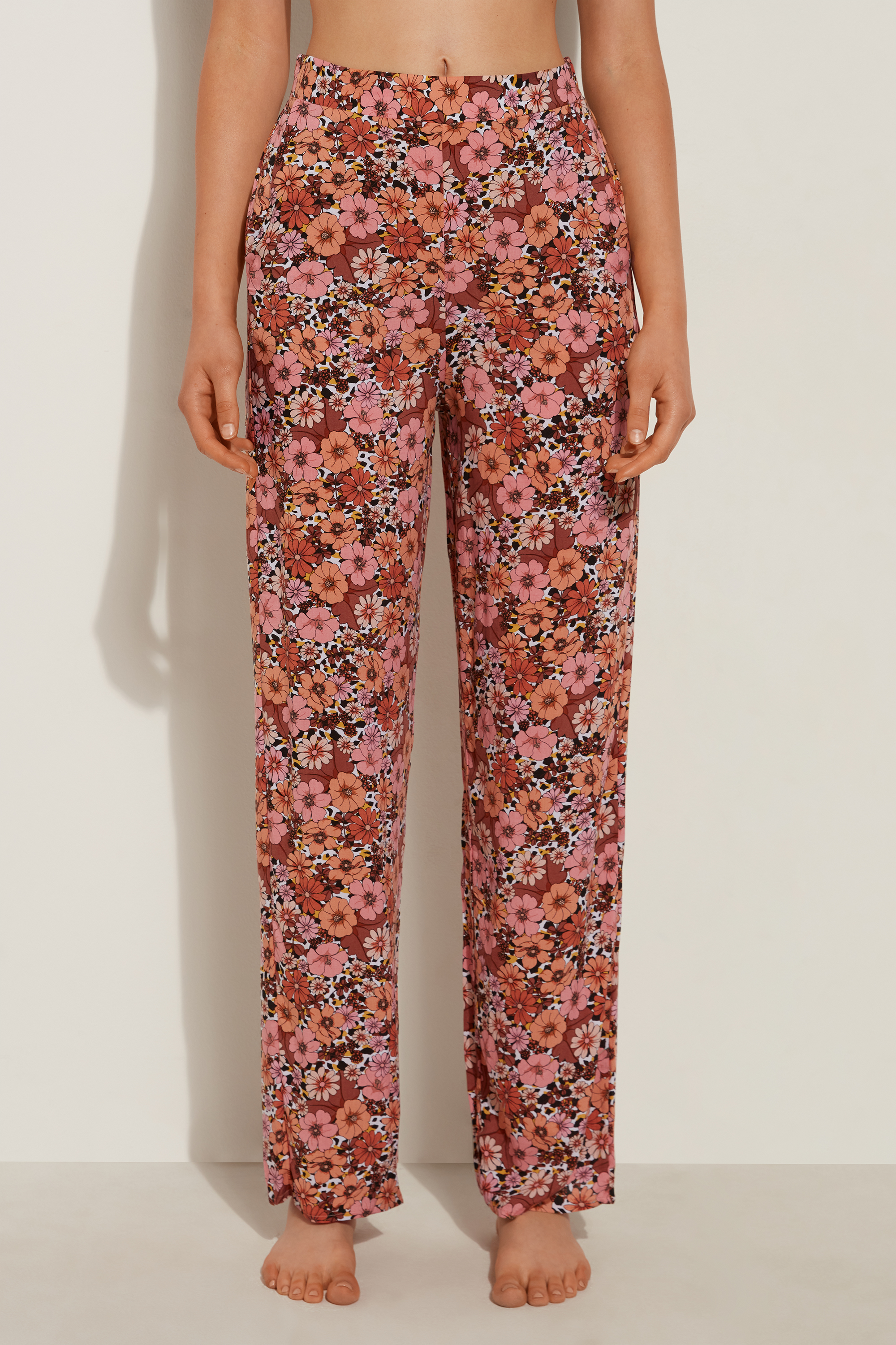 Straight-Leg Viscose Fabric Pants - Pants - Women | Tezenis