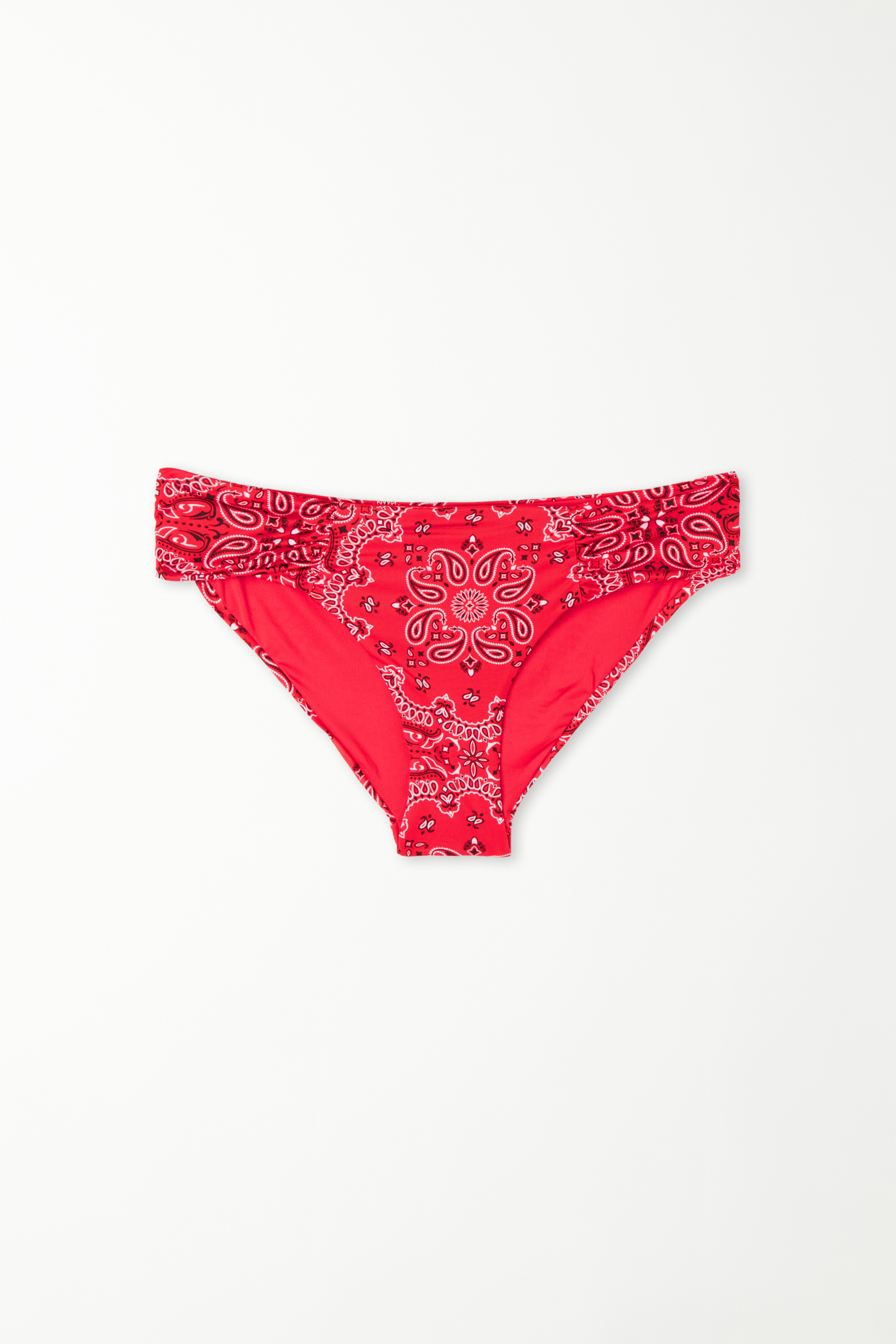 Red Bandana Family High Gathered Bikini Bottoms - | Tezenis