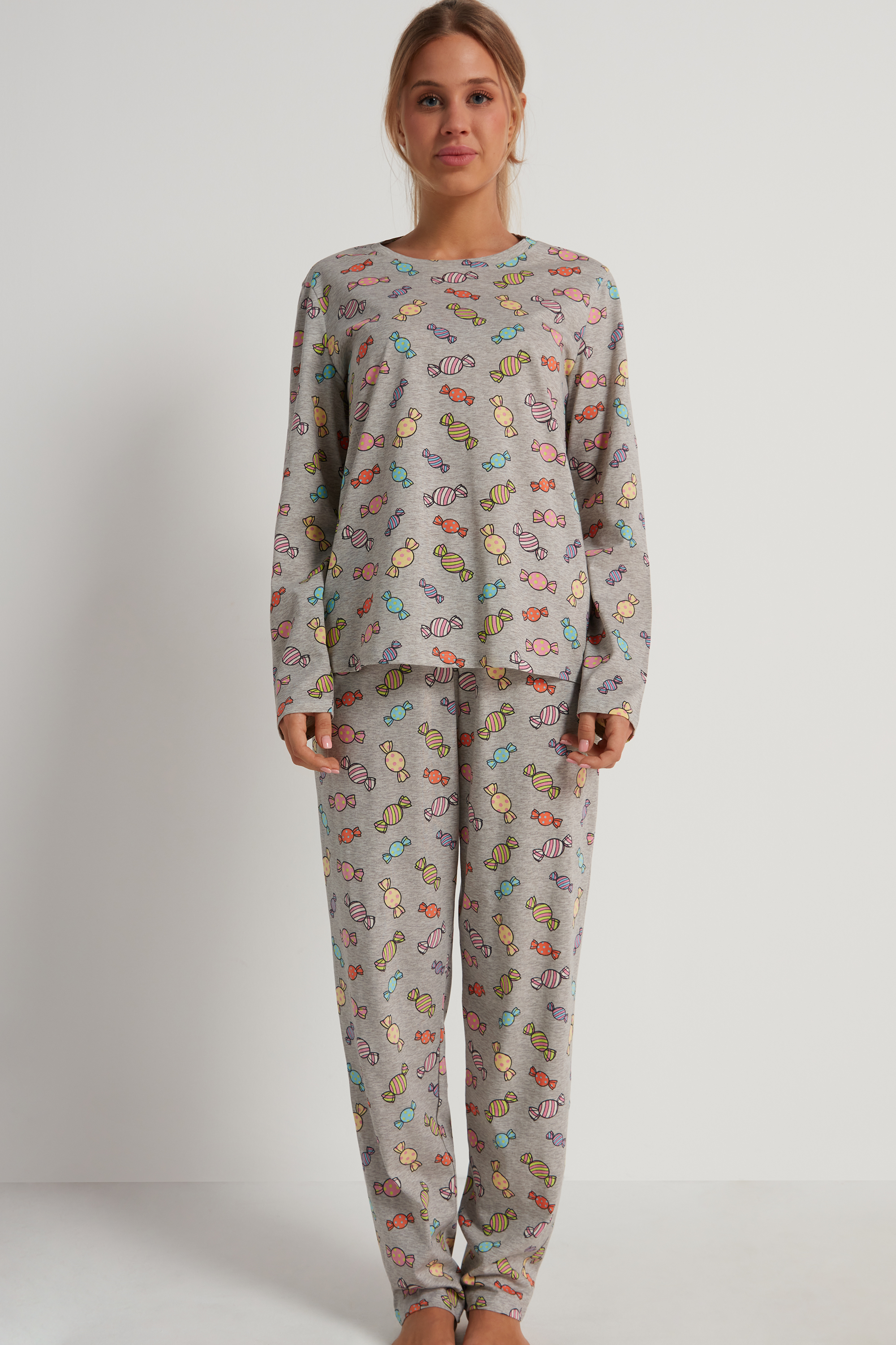 Candy Print Long Cotton Pyjamas - Long Pyjamas - Women | Tezenis