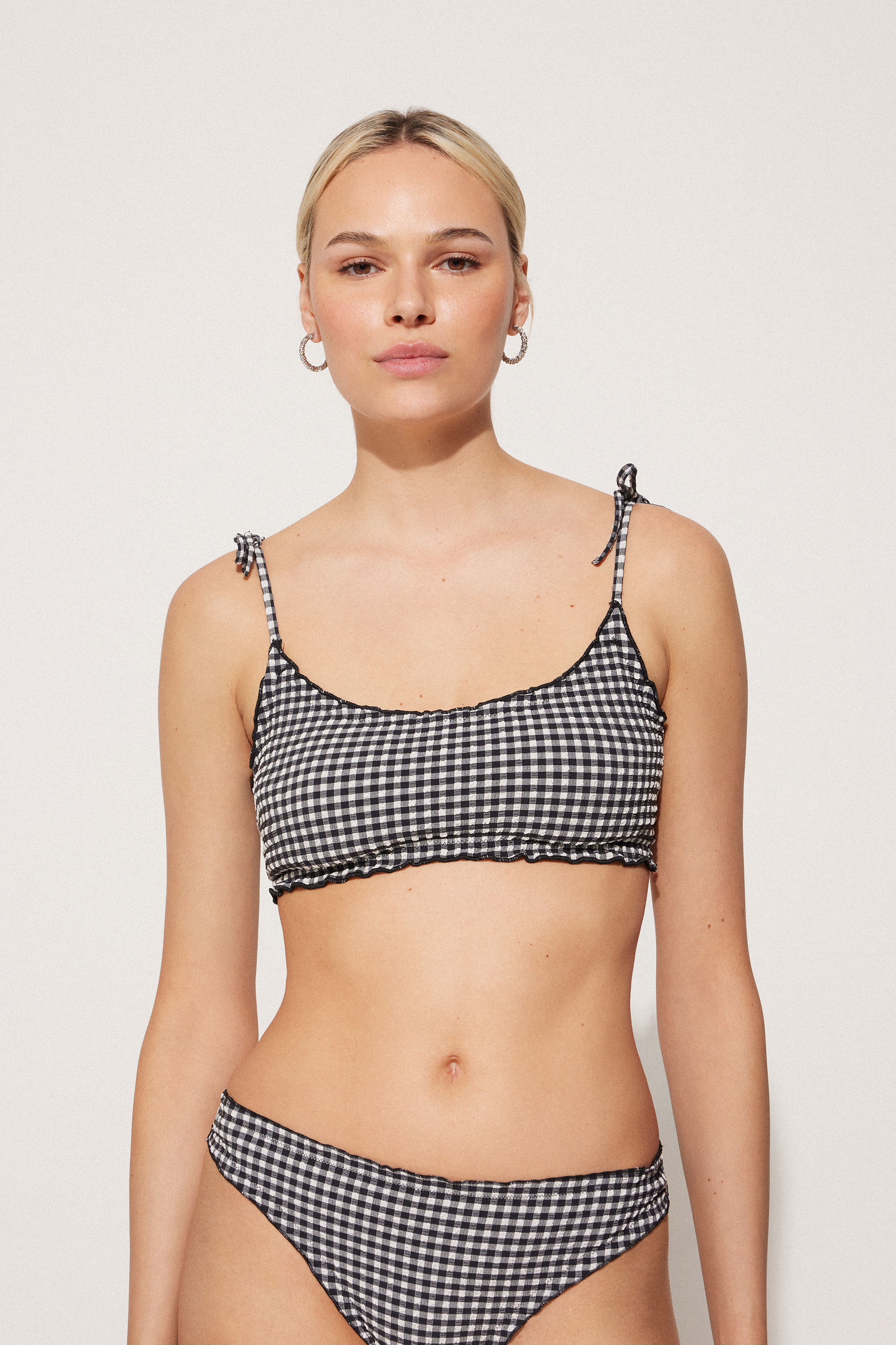 Basic Vichy Bikini Top with Removable Padding - Tank Top Bikini - Women | Tezenis