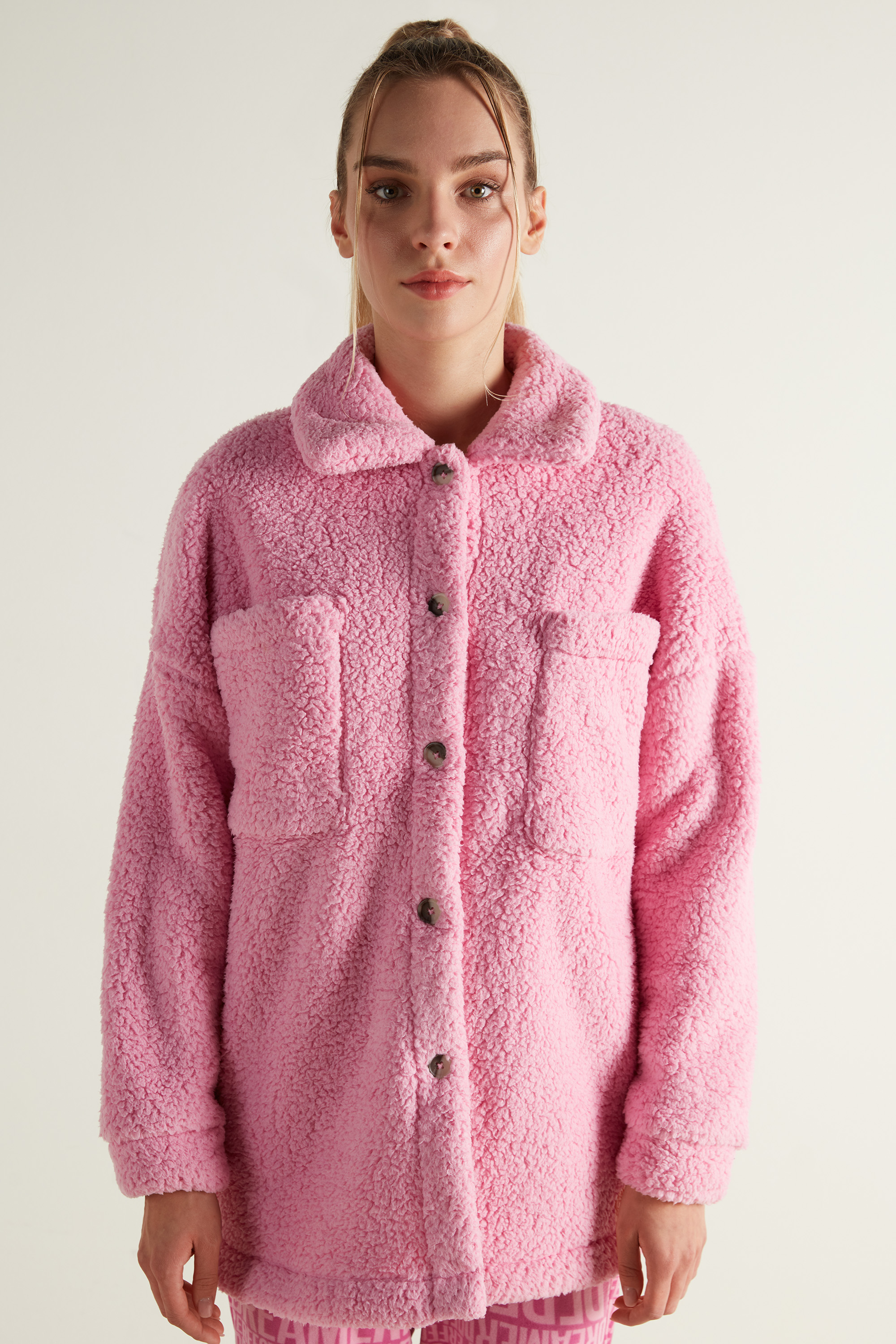 Fleece Dressing Gown/Jacket with Buttons - Nightdresses and Dressing ...