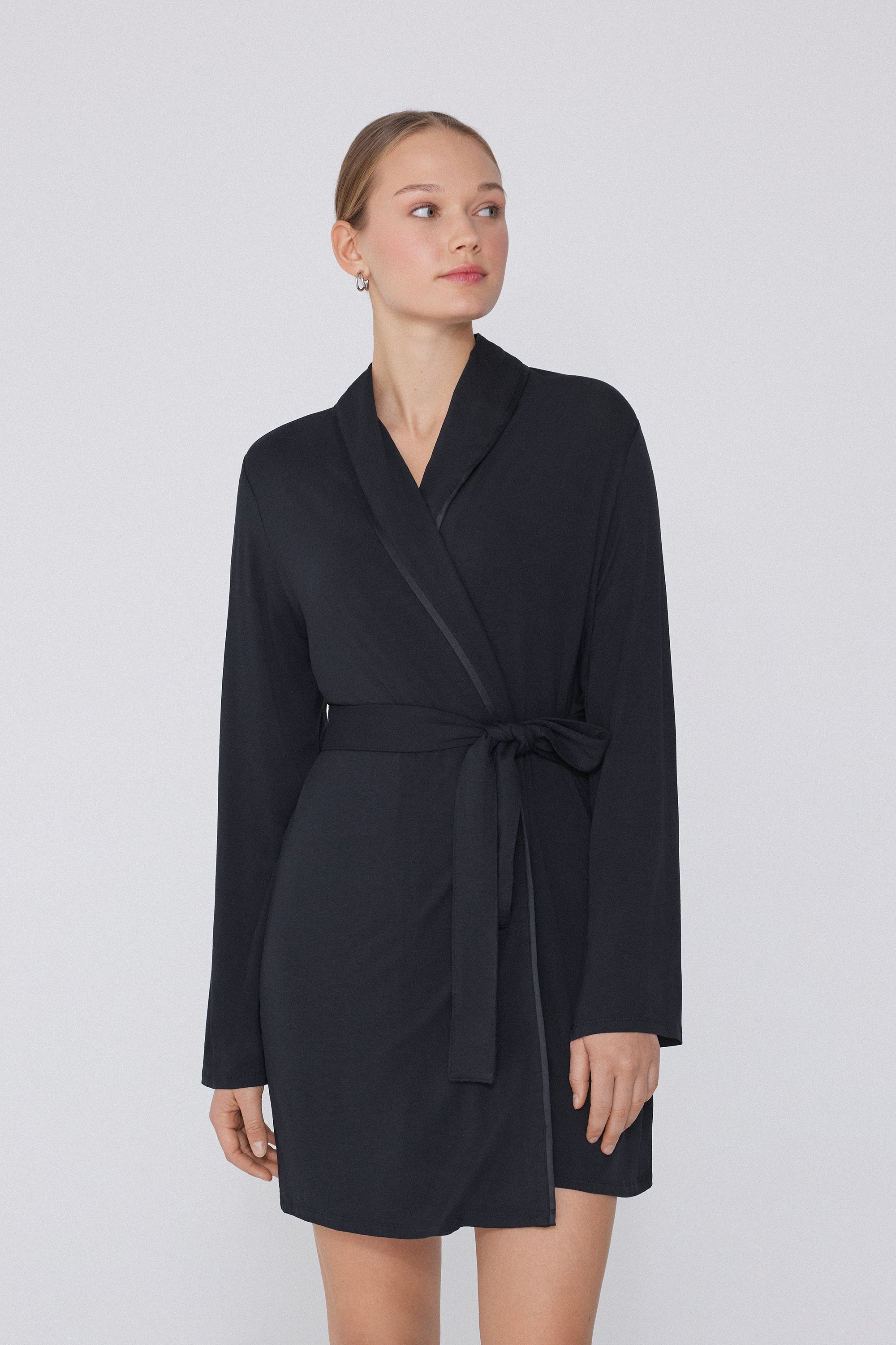 Vestaglia Maniche Lunghe Viscosa con Profili Raso - Camicie da notte e ...