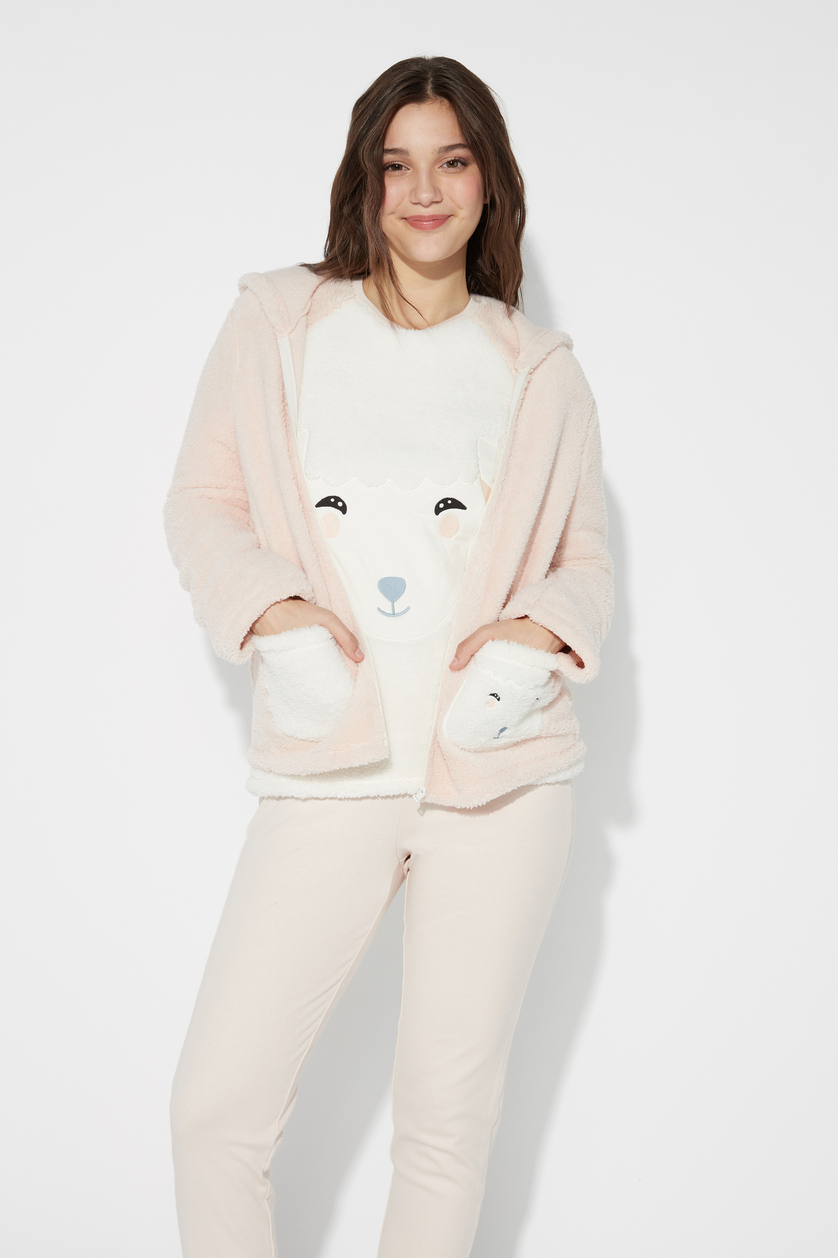 Hooded Sheep Dressing Gown - | Tezenis