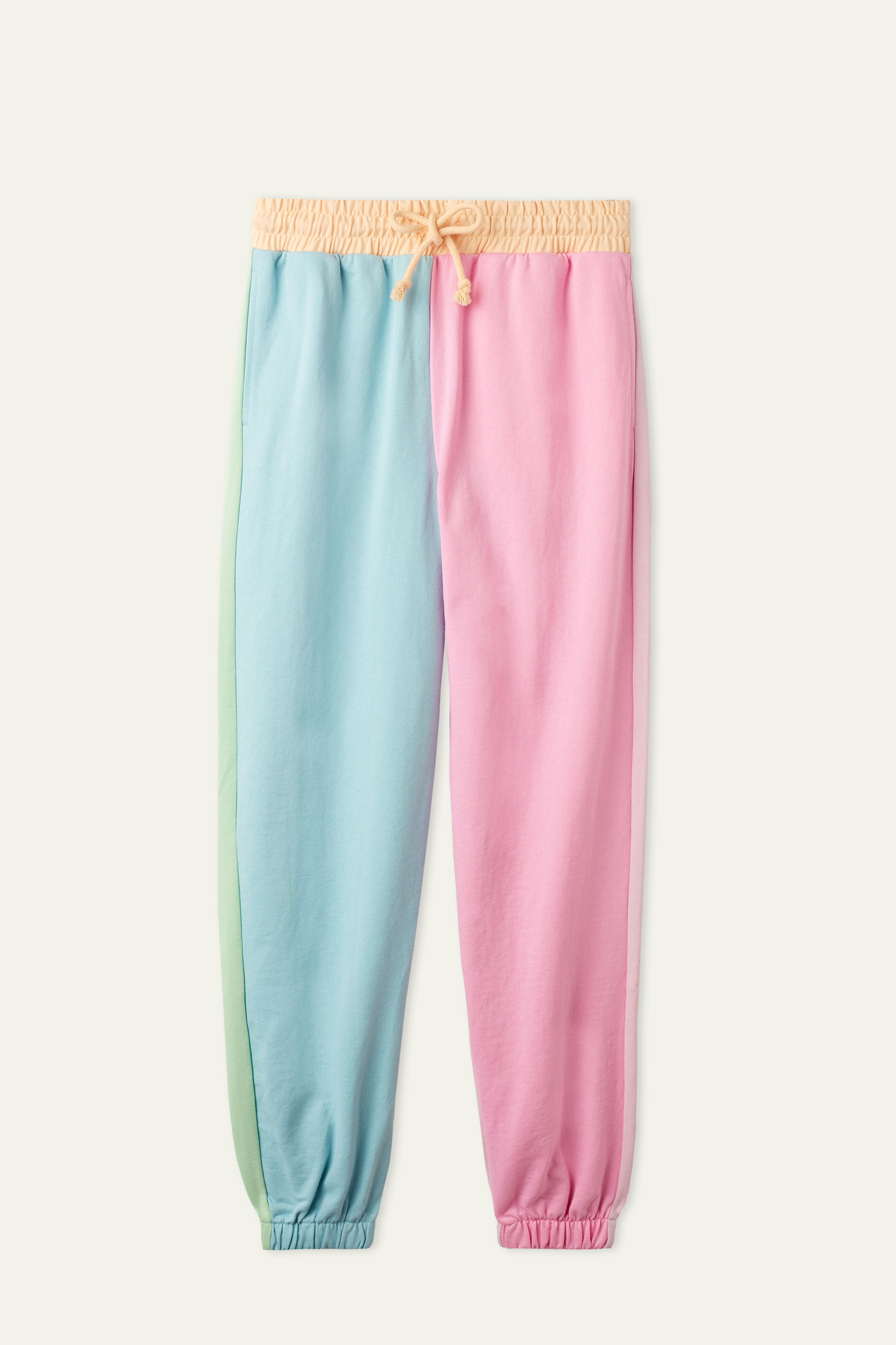 Μακρύ Παντελόνι από Φούτερ Ύφασμα σε Φαρδιά Γραμμή Block Color | Tezenis