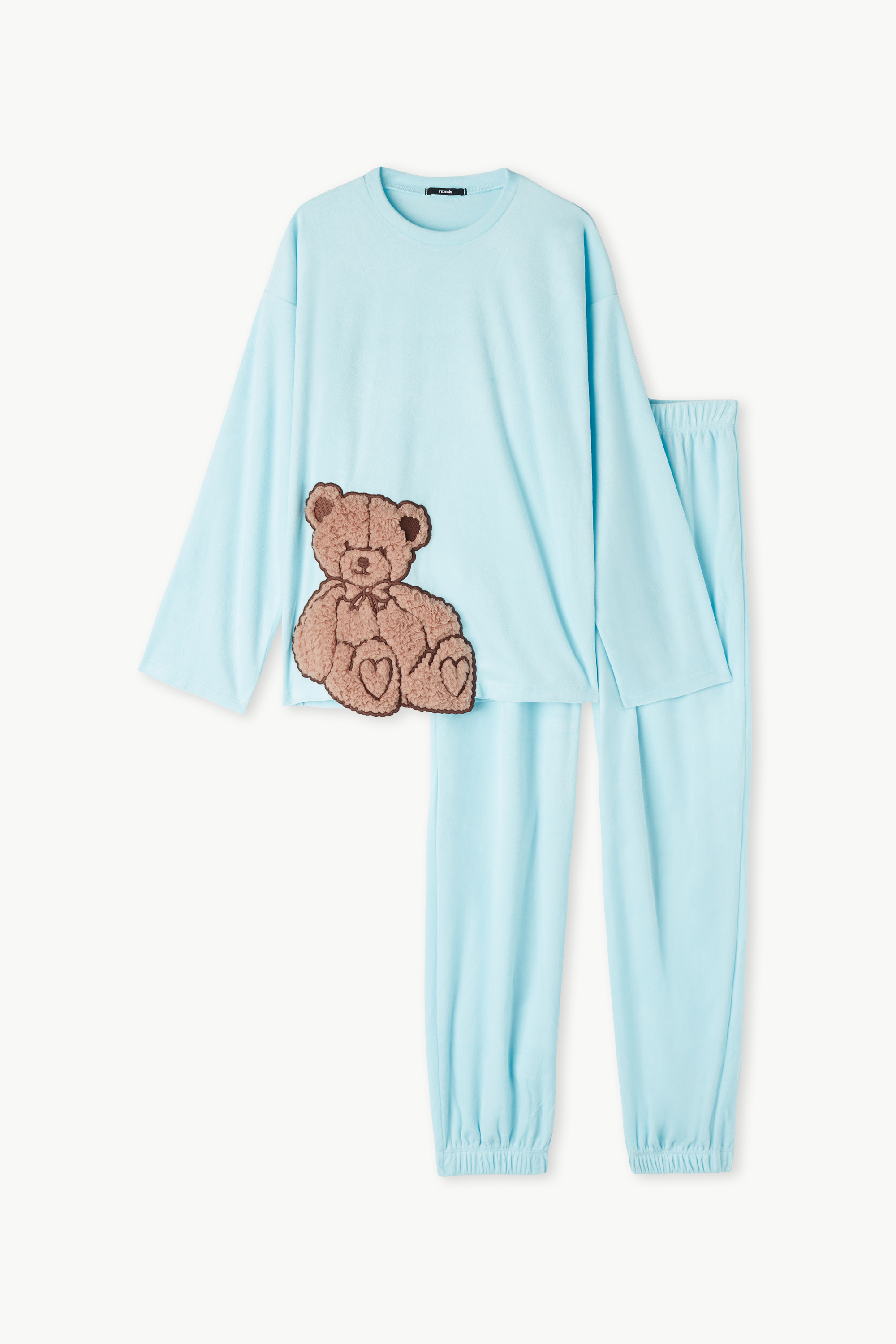 Girls’ Teddy Bear Long Microfleece Pyjamas - Pyjamas - Kids | Tezenis