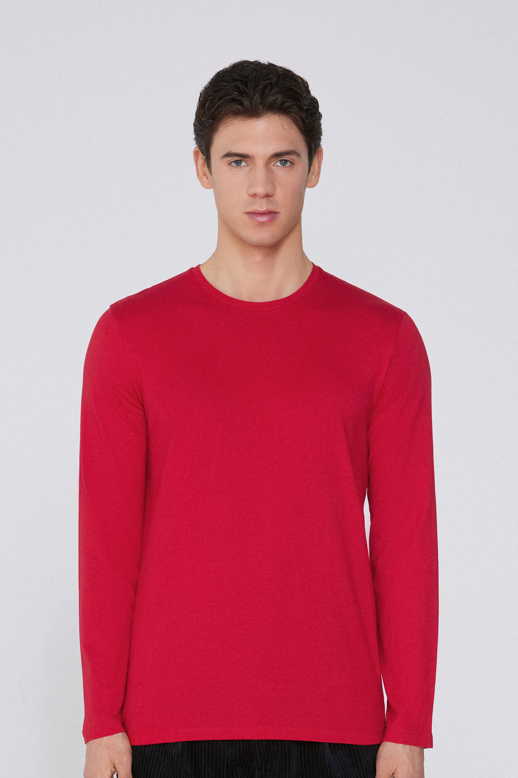 Long Sleeve Rounded Neck Cotton Top - Long-Sleeved Tops - Men | Tezenis