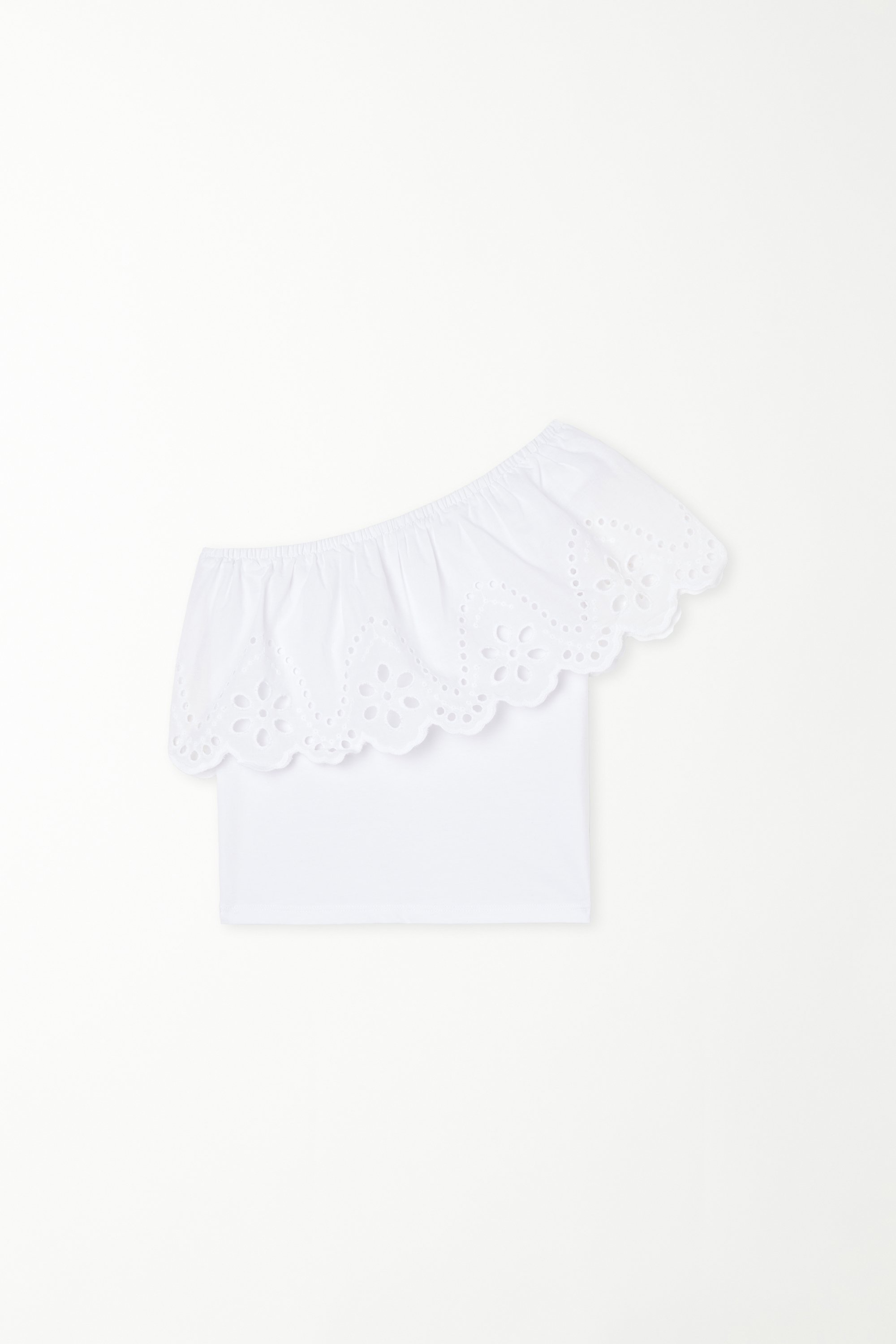 Egyvállas Pamut Top Sangallo Csipkefodorral - Póló és trikó - Gyermek | Tezenis