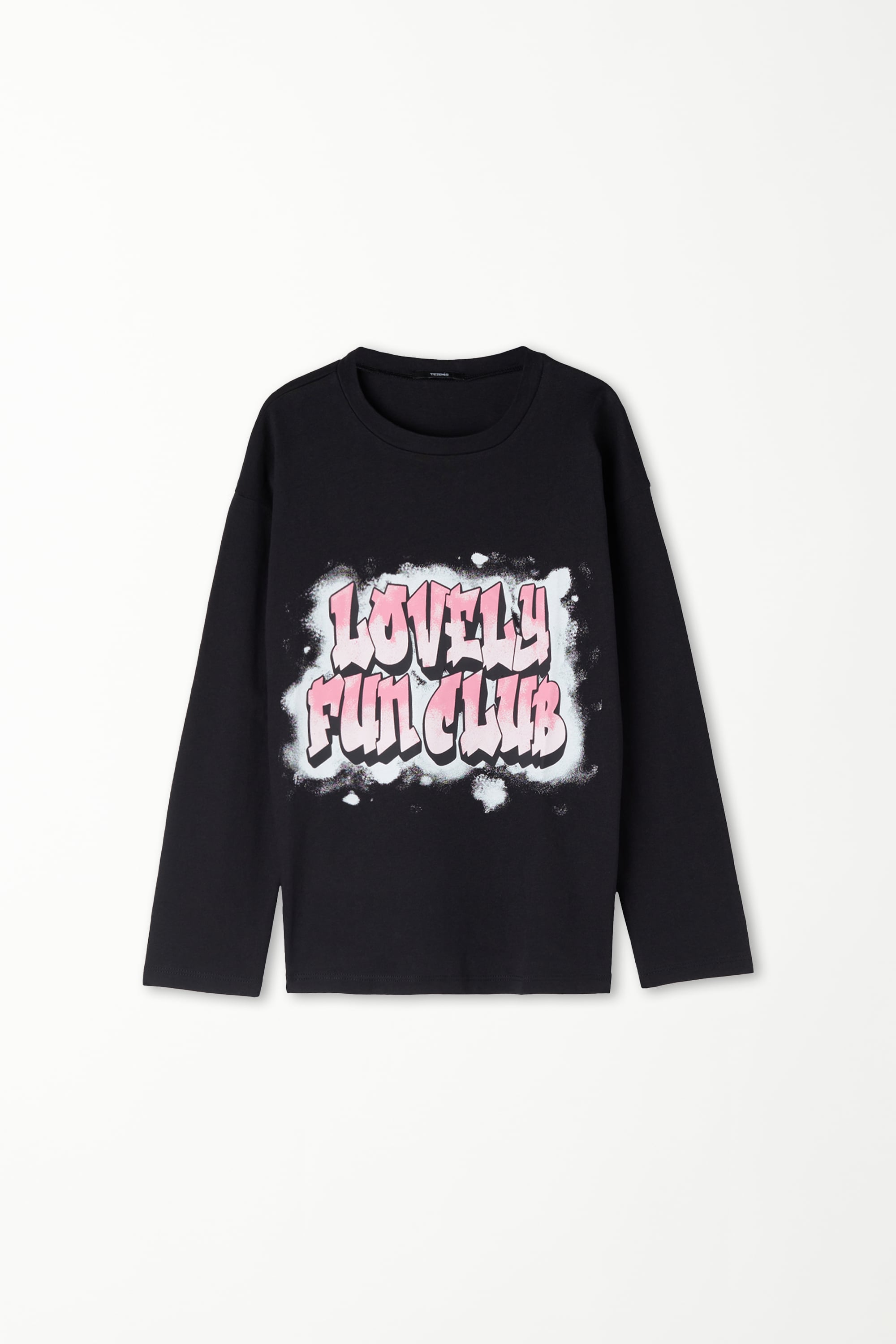 Girls’ Long Sleeve Printed Cotton Top - Tops - Kids | Tezenis