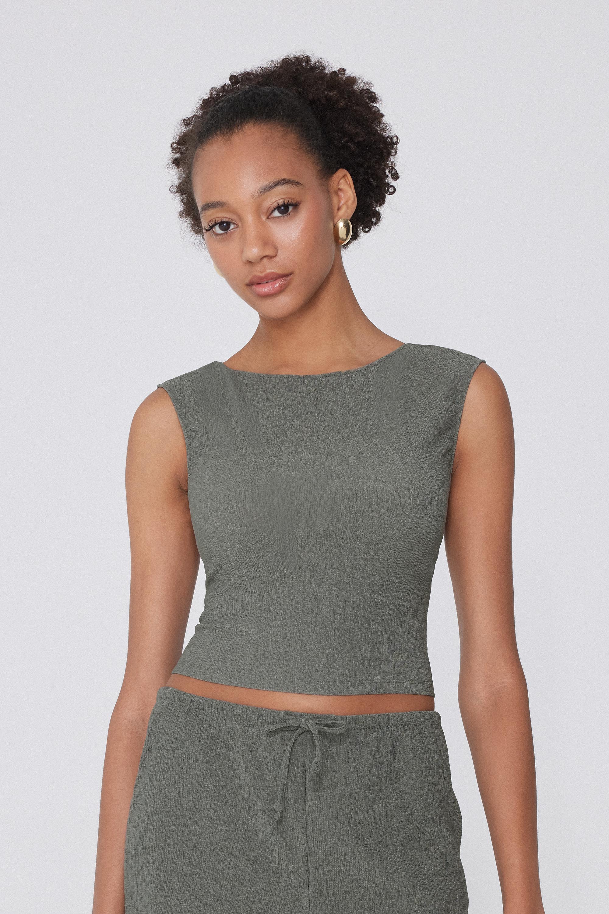 Crop Top Effet Crêpe