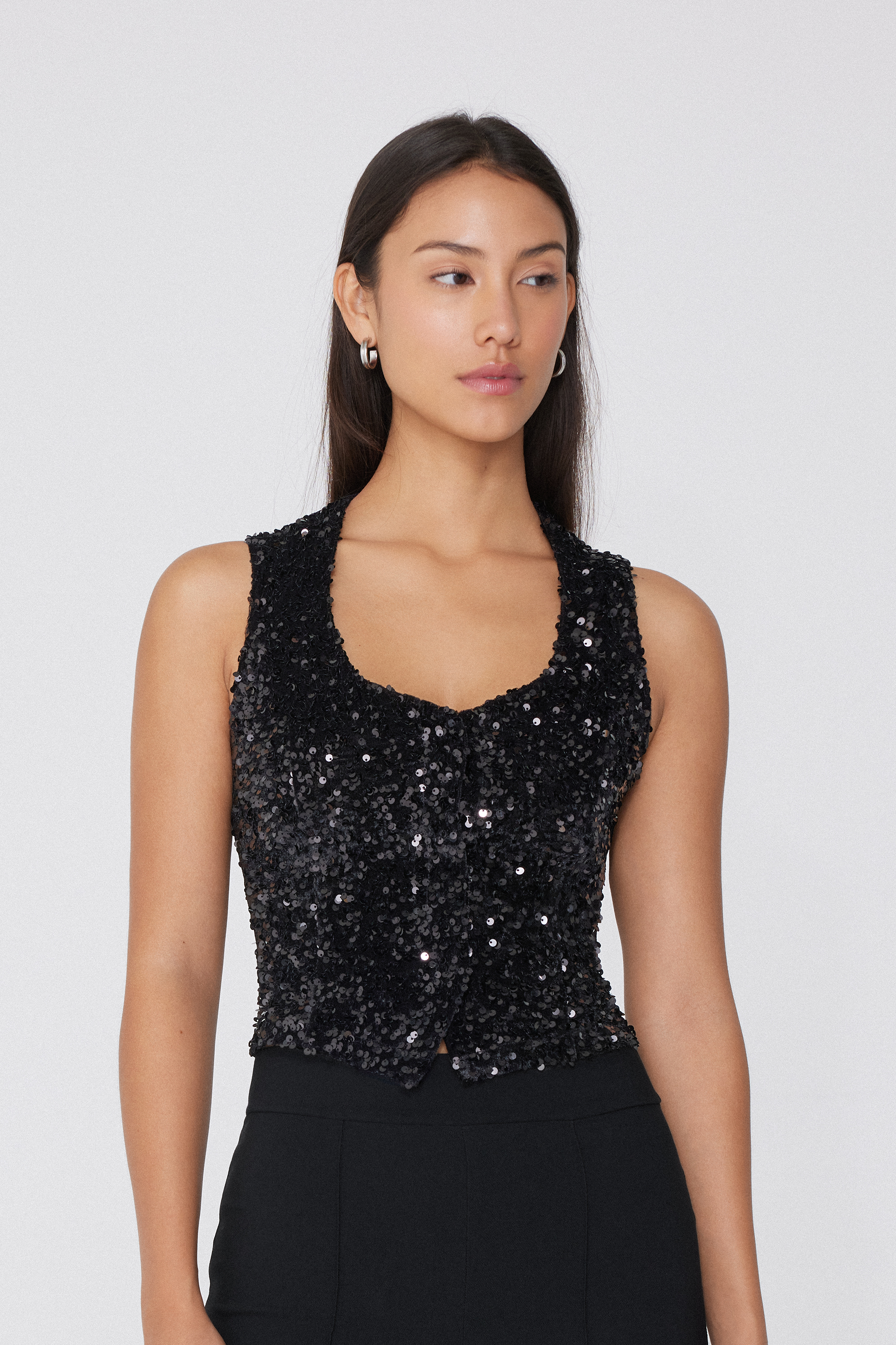 Velvet Vest with Sequins - Tank Tops - Women | Tezenis