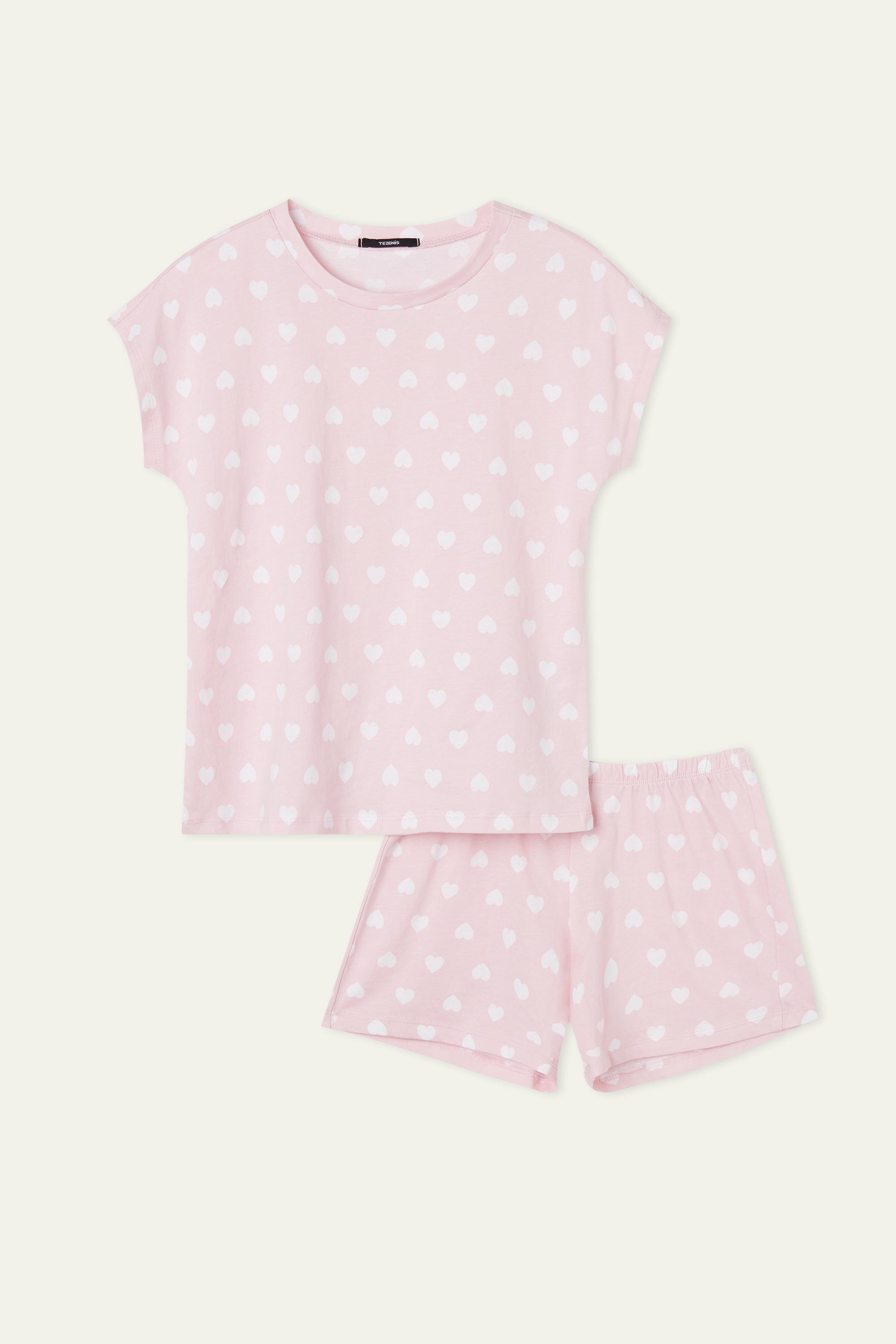 Girls’ Short Cotton Pyjamas with Heart Print - Pyjamas - Kids | Tezenis