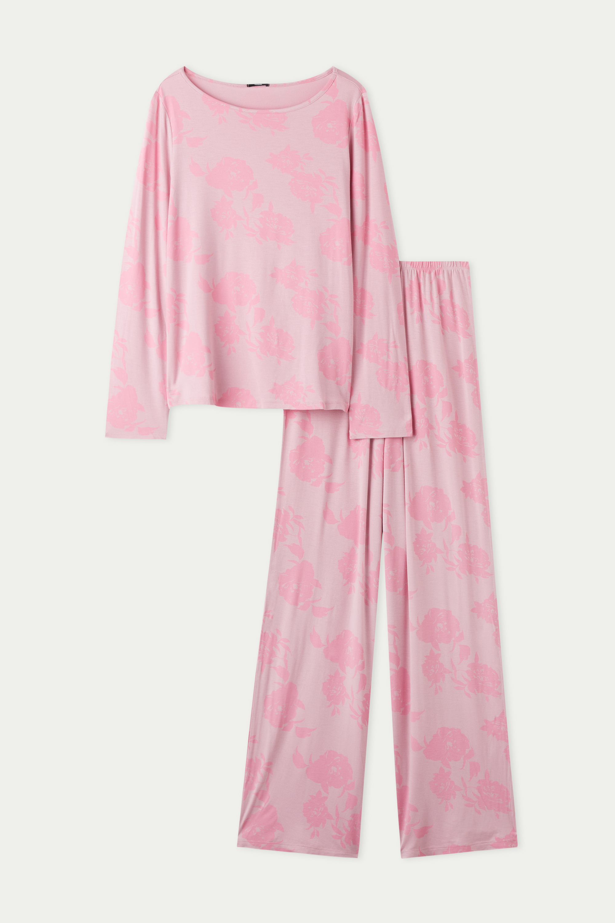 Long Printed Viscose Pyjamas - | Tezenis