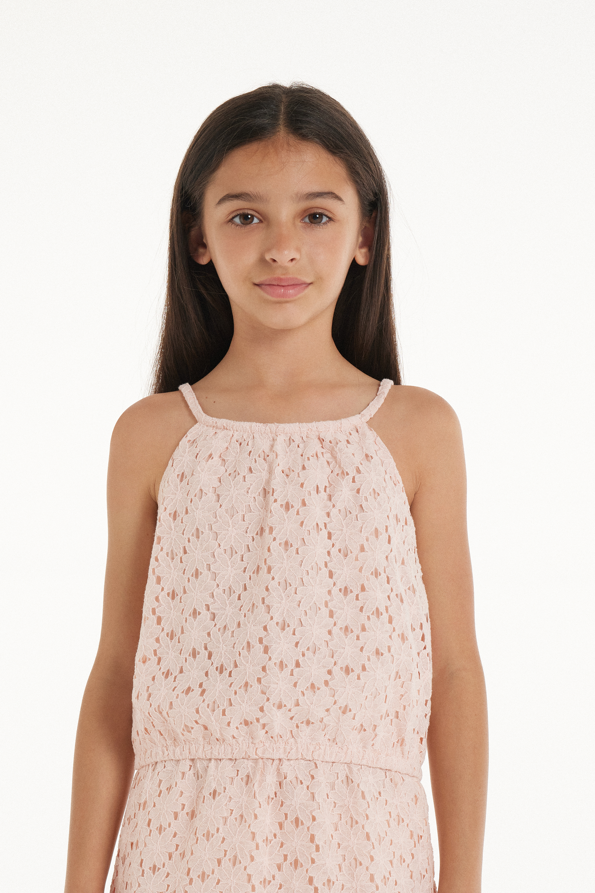 Girls’ Spaghetti-Strap Lace Tank Top - | Tezenis