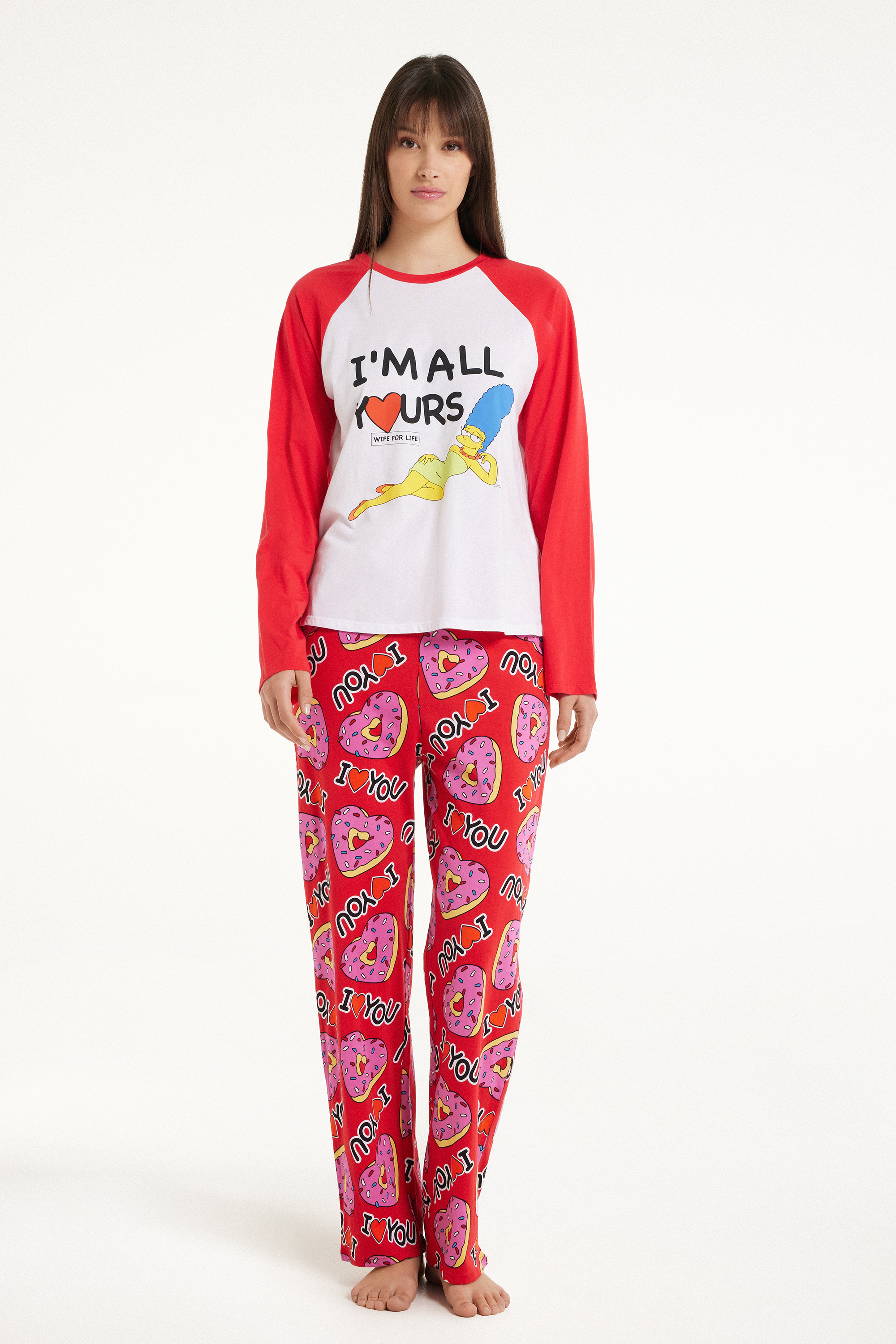 Long Cotton Pyjamas with The Simpsons Print - | Tezenis