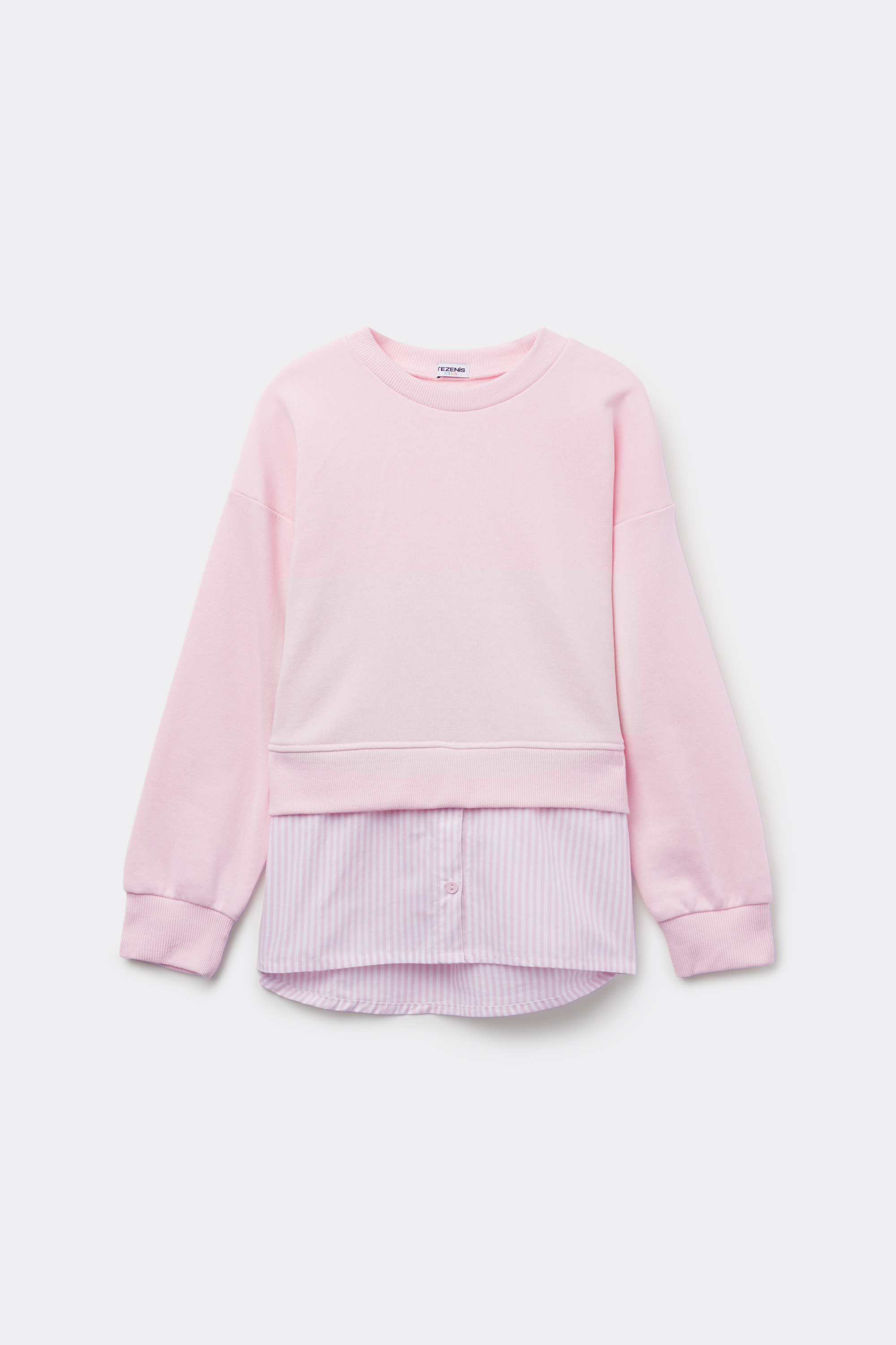 Felpa Cotone Manica Lunga Effetto Camicia Bimba