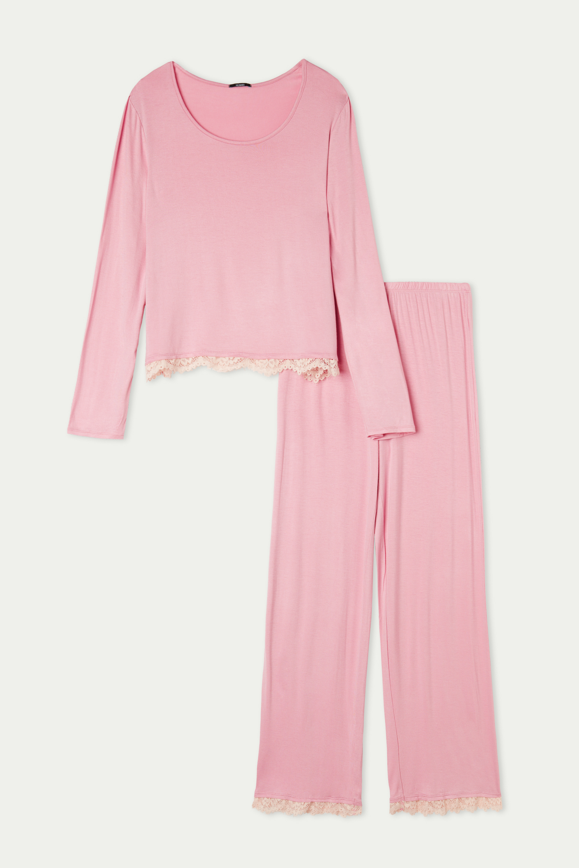 Long Viscose and Lace Pyjamas - Long Pyjamas - Women | Tezenis